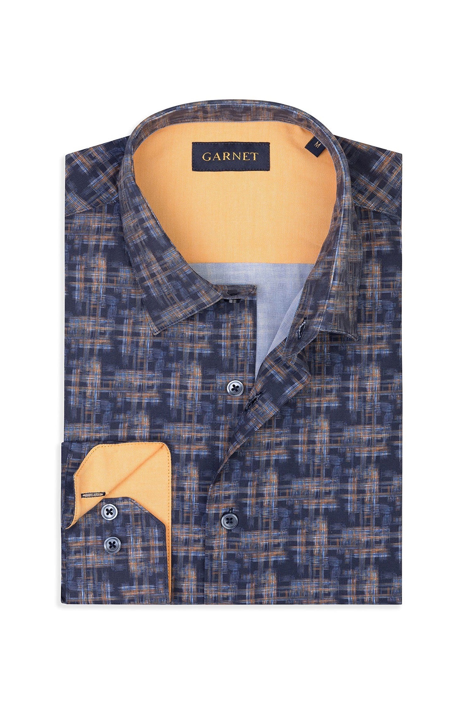 Garnet Men's Abstract Printed Long Sleeve Button Down Shirt 2421037